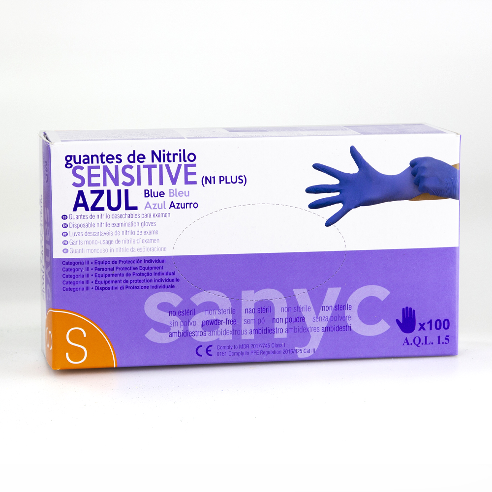 GUANTE NITRILO AZUL SIN POLVO 100 UNID - Rami
